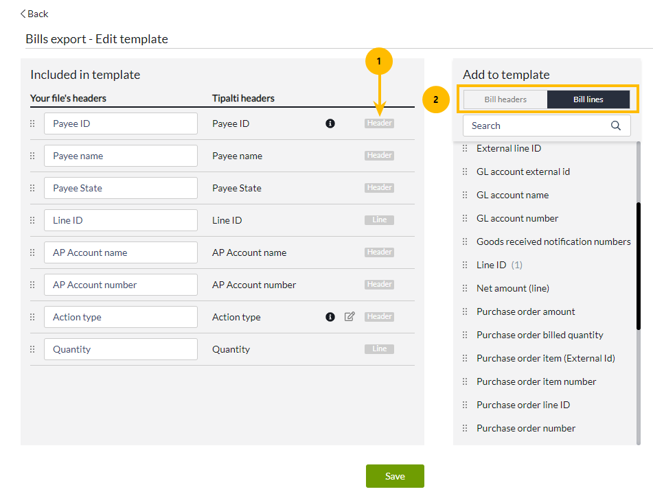 Configure Export Settings – Tipalti