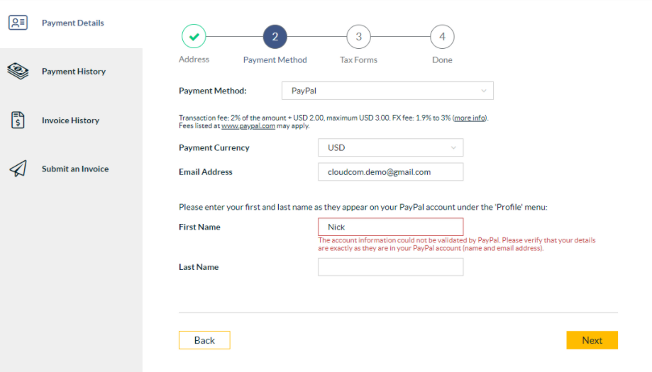 Payer PayPal Account – Tipalti