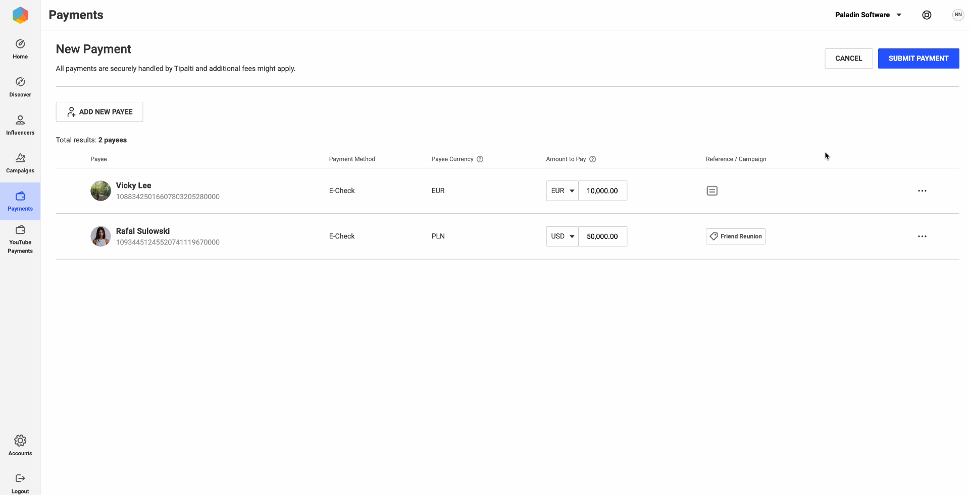 Payments workflow – Tipalti