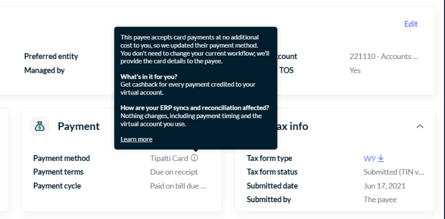 Pay bills by card – Tipalti