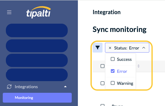 Sync monitoring – Tipalti